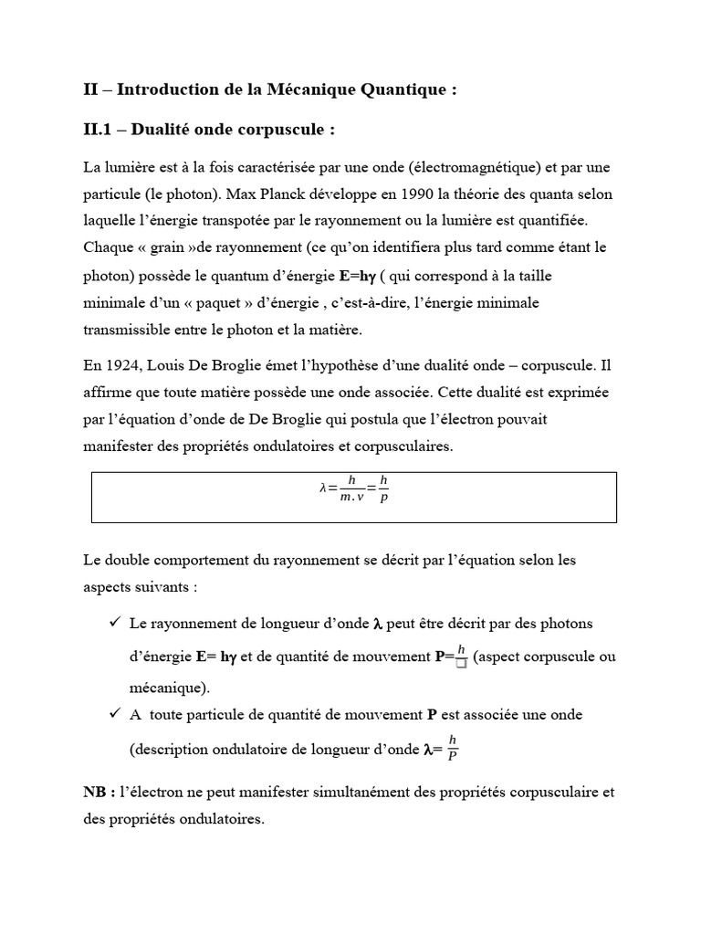 Introduction À La Mécanique Quantique | PDF