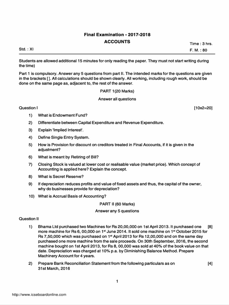 Isc Class 11 Accounts 2018 | PDF