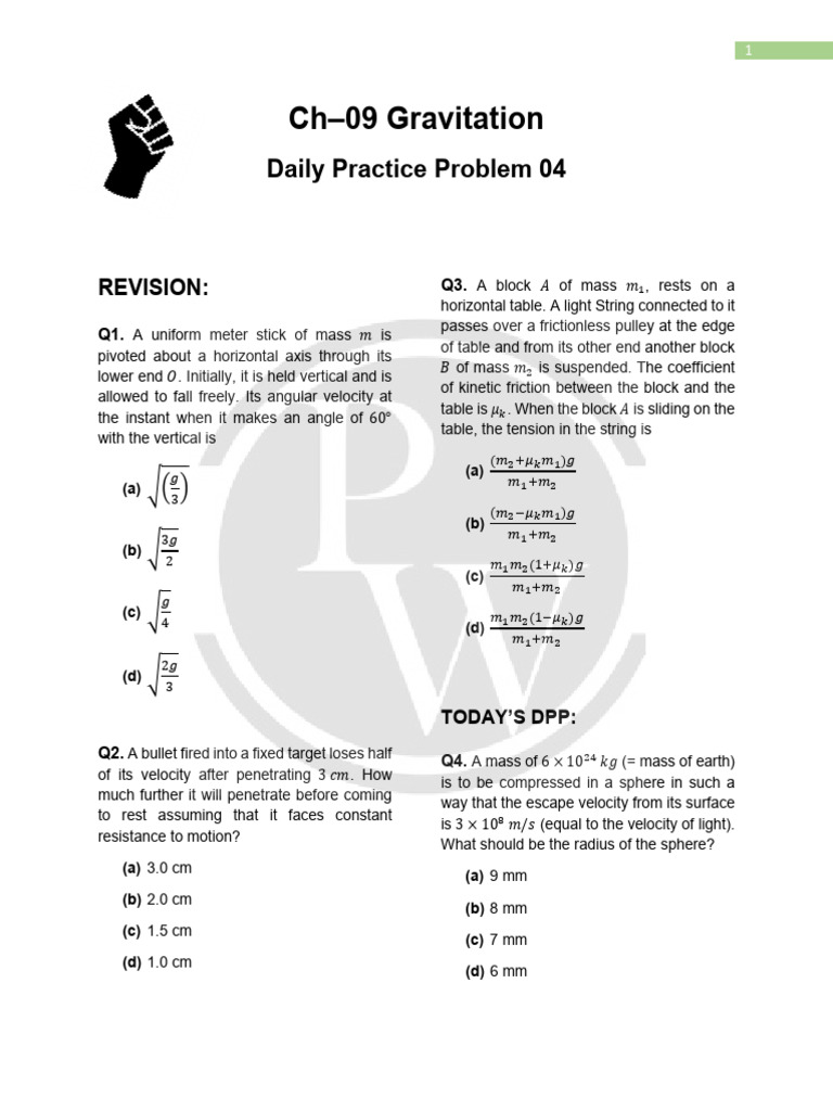 Ch-09 Gravitation - DPP 04 | PDF