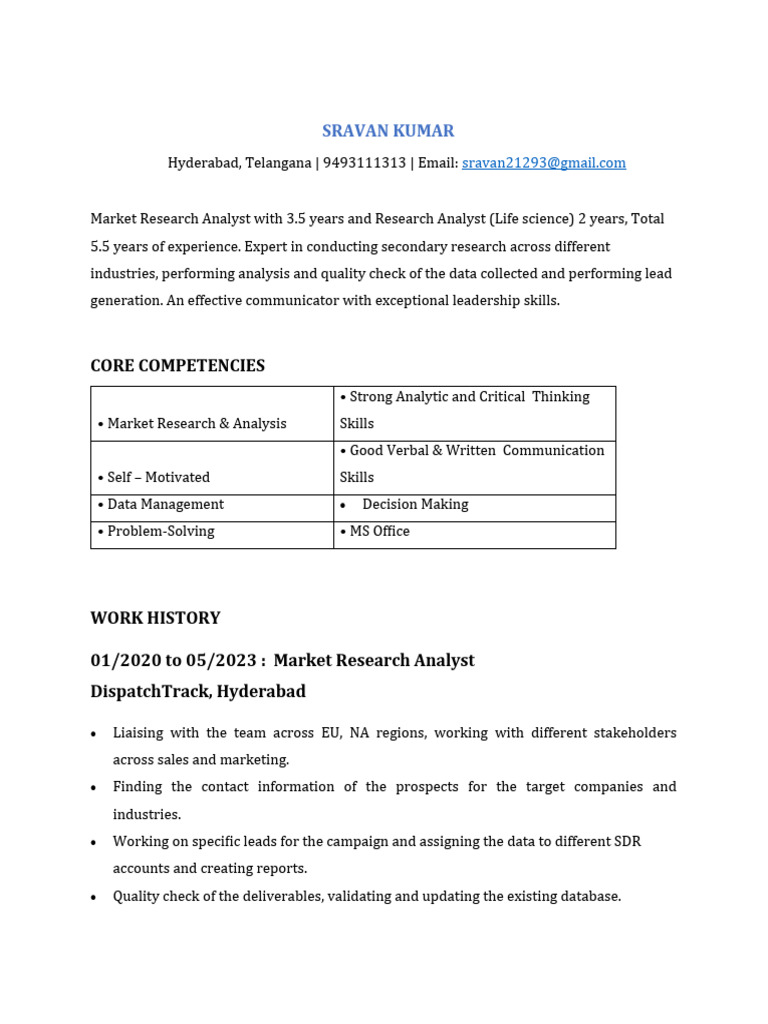 Sravan Resume | PDF