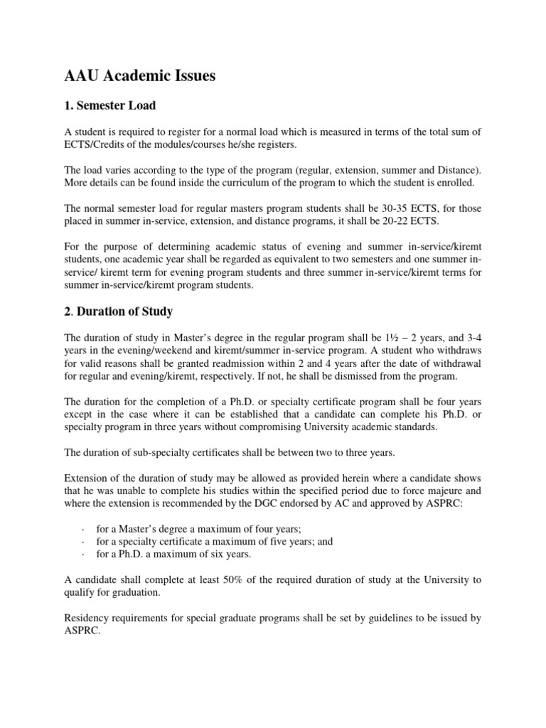 AAU Graduate Academic Issues | PDF