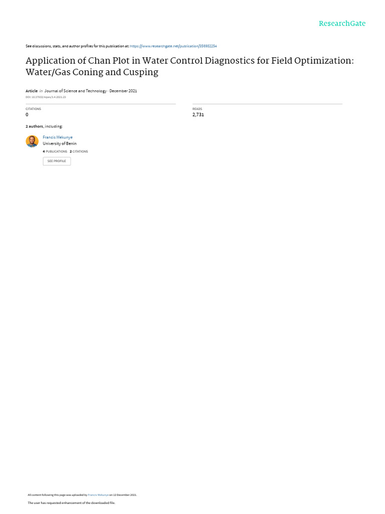 Application of Chan Plot in Water Control Diagnostics For Field ...