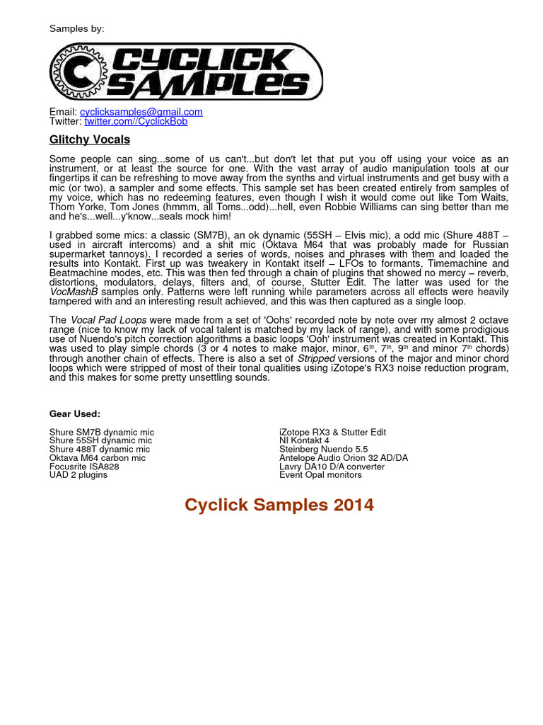 Cyclick Samples - FM275 | PDF