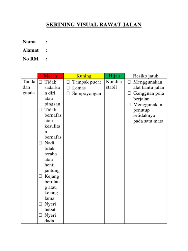 Form Skrining Visual Rawat Jalan | PDF