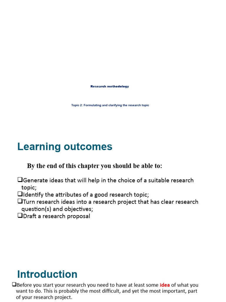 Formulating and Clarifying Research Topics | PDF