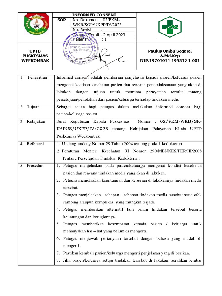 SOP Informed Consent | PDF