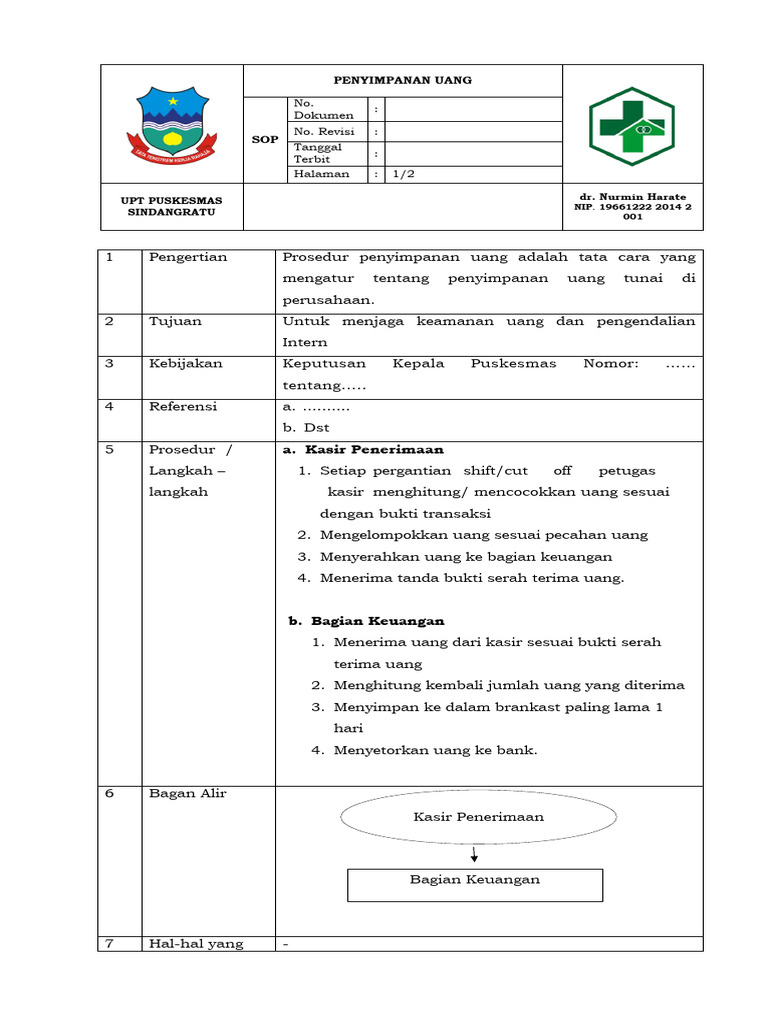 Sop Penyimpanan Uang Pdf