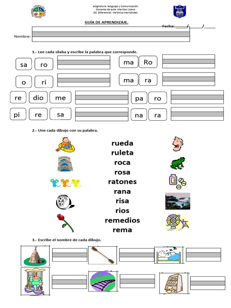 Guía de Aprendizaje Grafema R | PDF