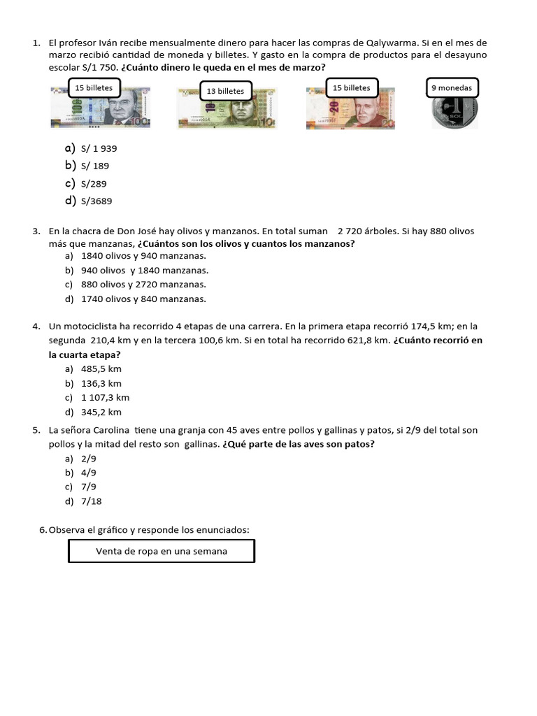 Eval. Matematica Ece 4° | PDF