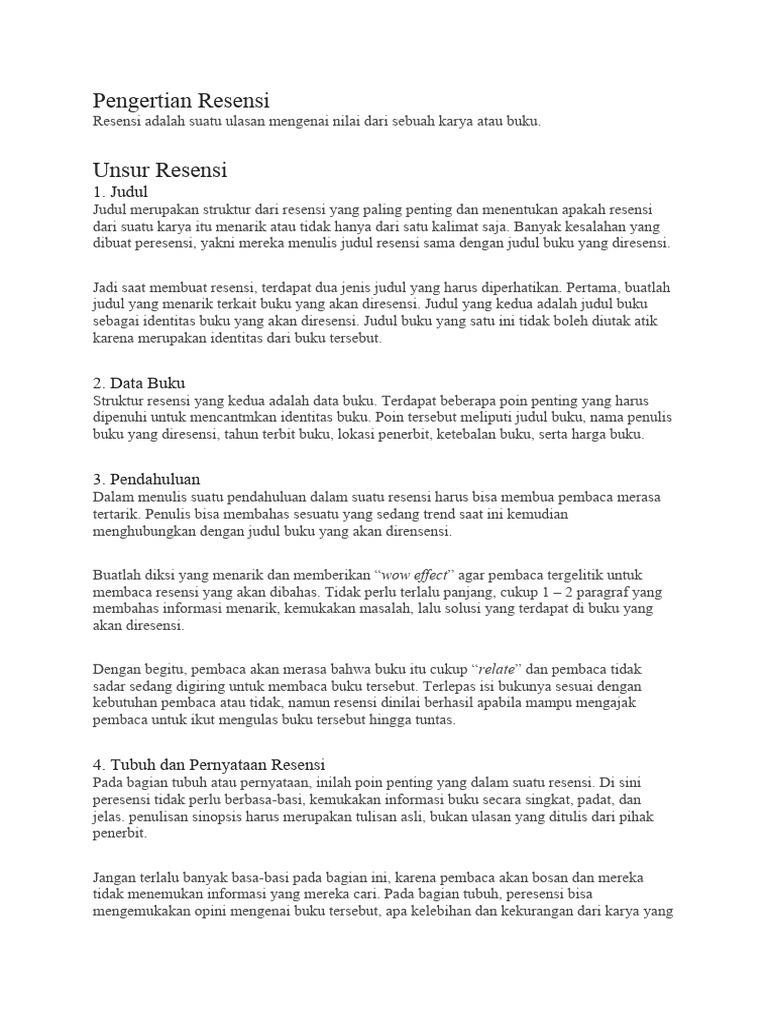 Panduan Lengkap Menulis Resensi Buku | PDF