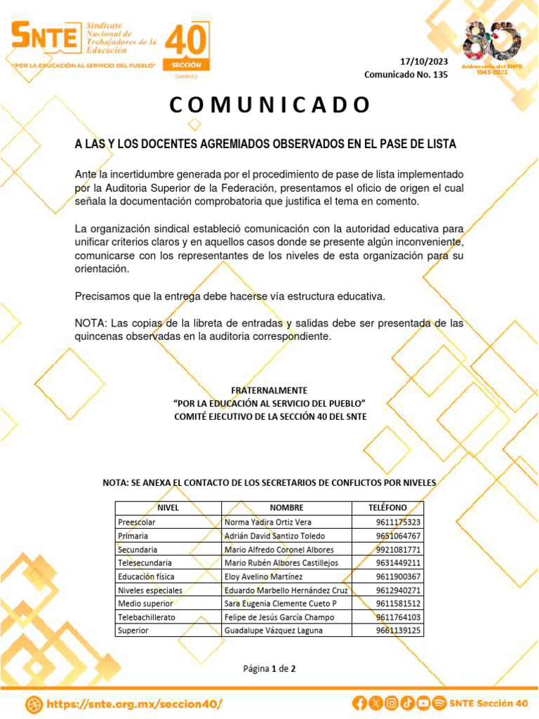 Comunicado Auditoría | PDF