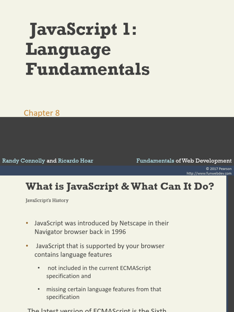 Chapter08 JavaScript1LanguageFundamentals | PDF
