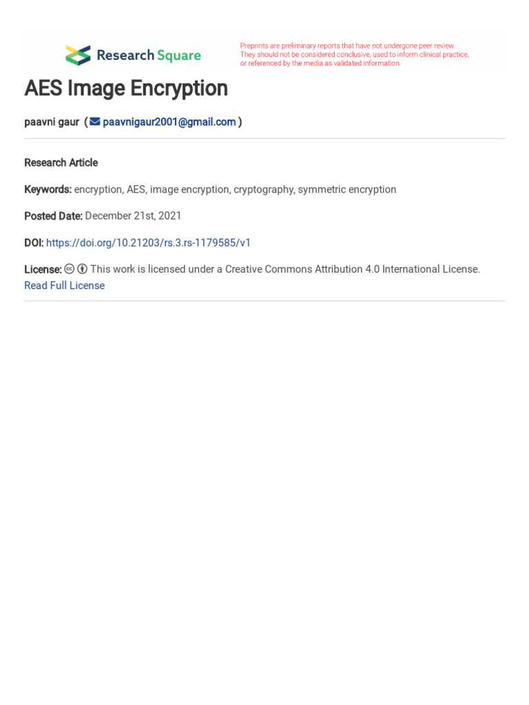 AES Image Encryption | PDF