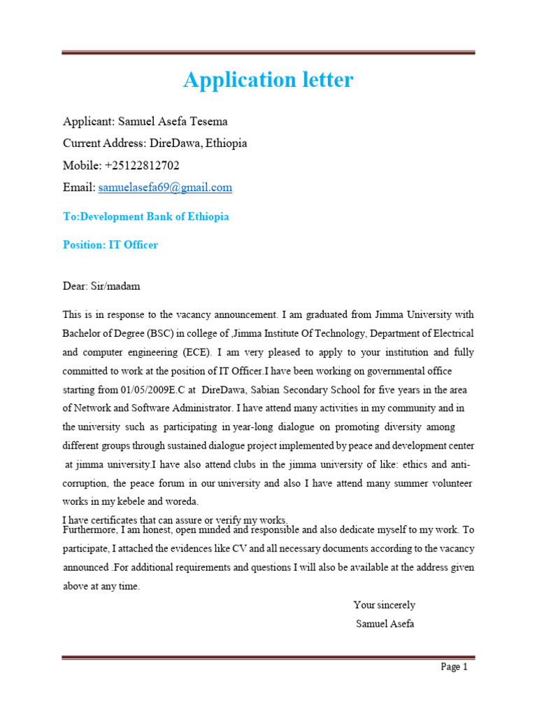 Application Letter | PDF | Academic Degree | Computing