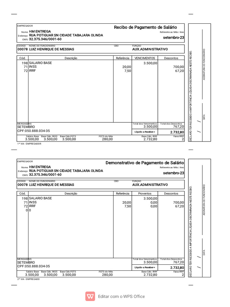 Modelo Contracheque 2023 2 | PDF