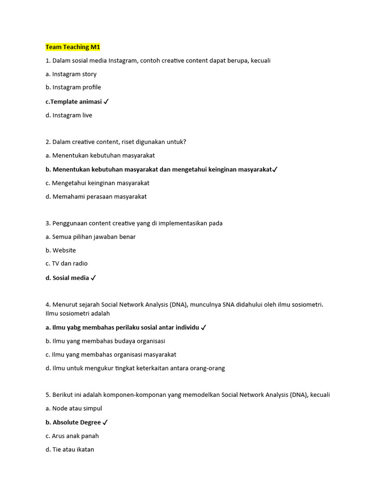 Jawaban Kuis Team Teaching | PDF
