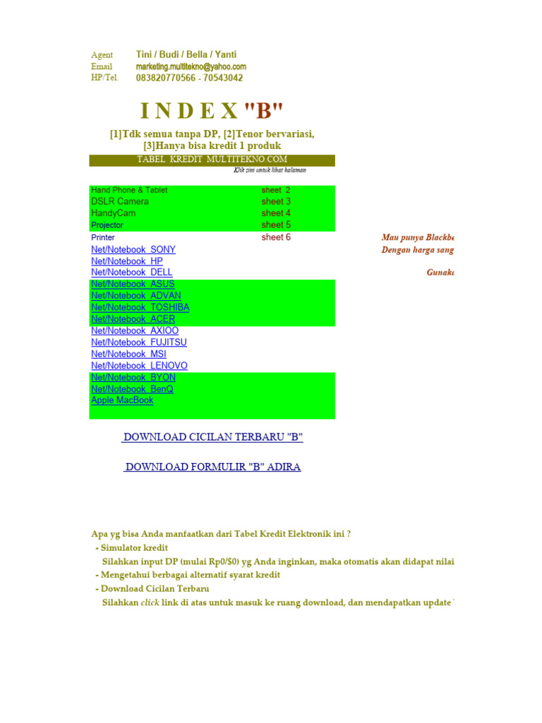 ADIRA Tabel B. | PDF