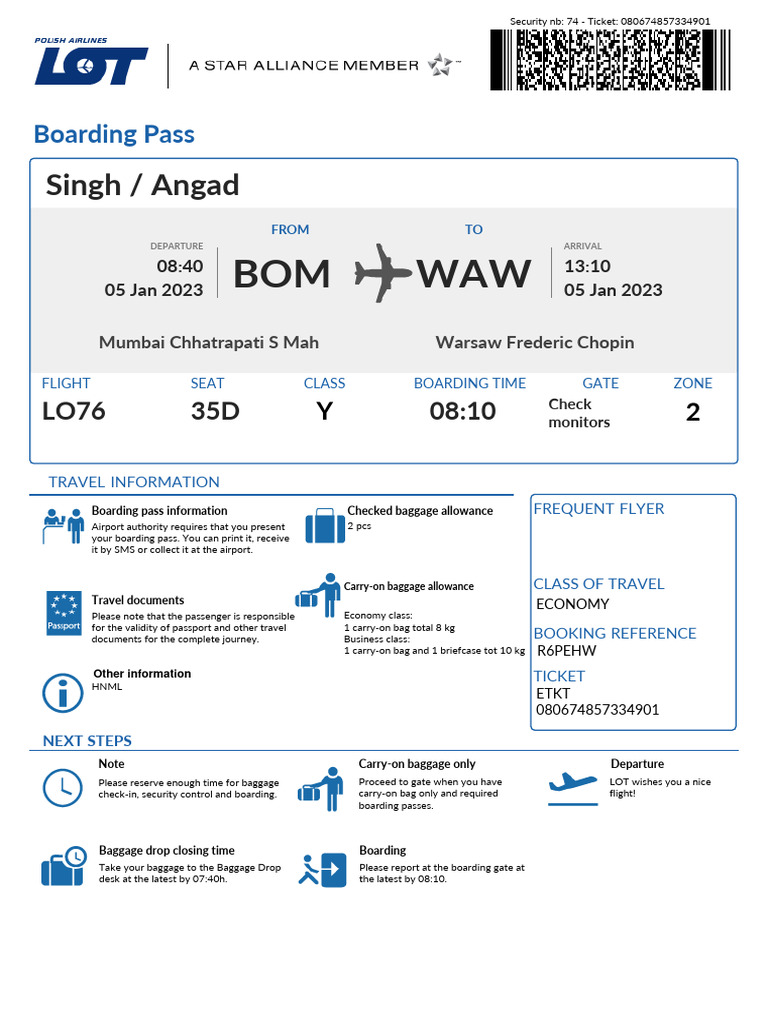 LOTboarding Pass | PDF | Baggage | Airlines