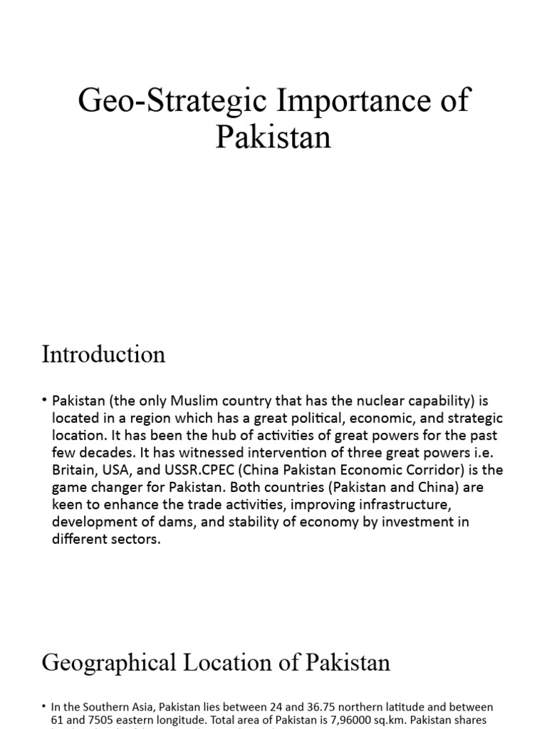 Geo-Strategic Importance of Pakistan | PDF
