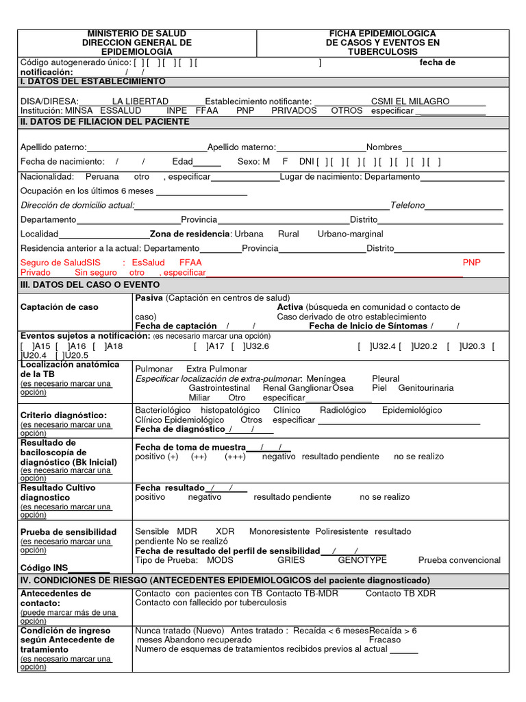 Formato de Notificacion de Tuberculosis | PDF