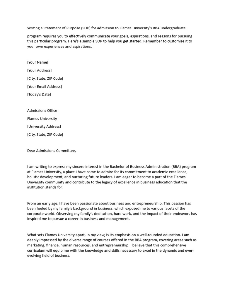 Writing A Statement of Purpose | PDF