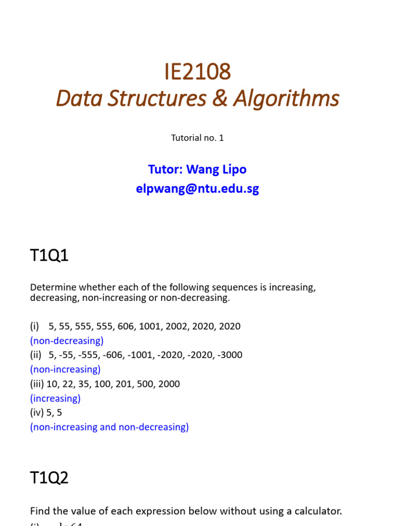 Soln IE2108 T01 | PDF | Equations | Multiplication