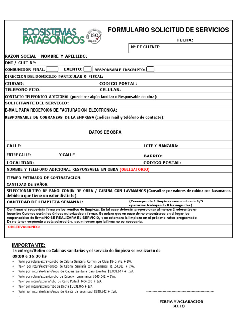 CM-01-VS-4 Formulario Solicitud de Servicios | PDF