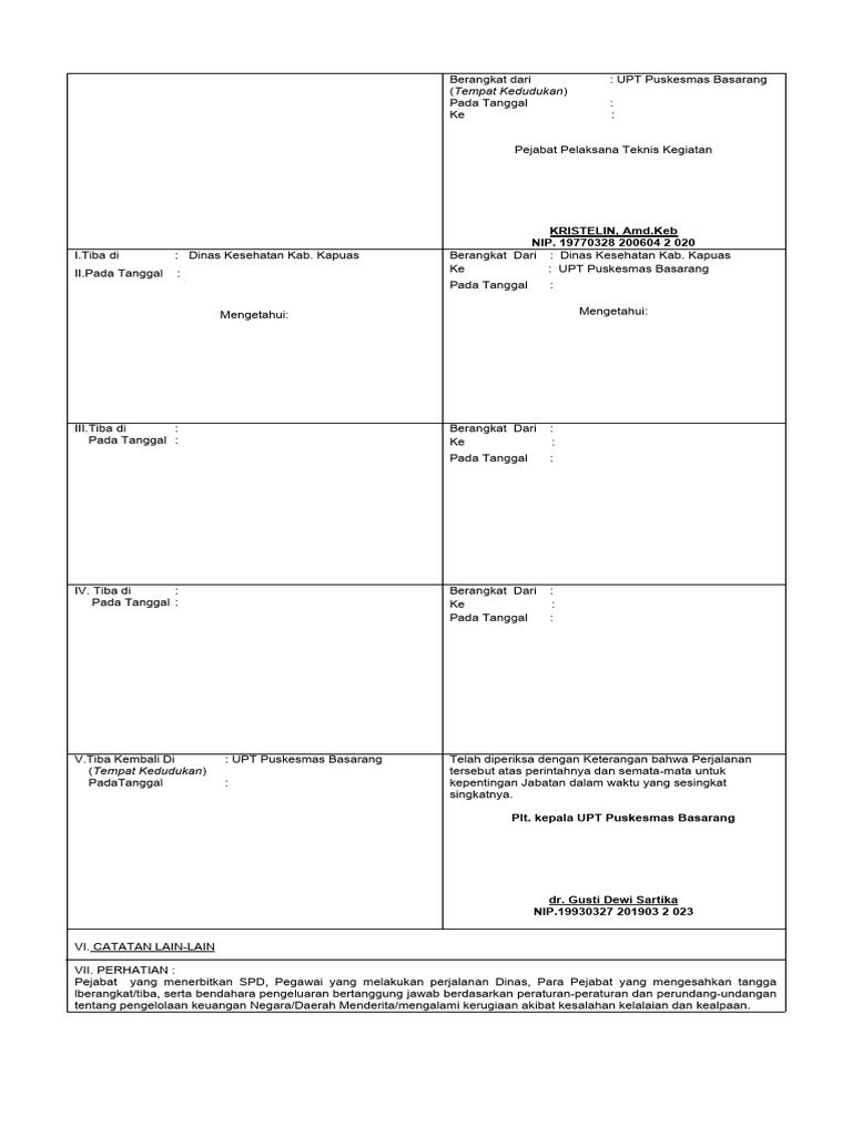 SPPD Lembar Belakang 2023 | PDF