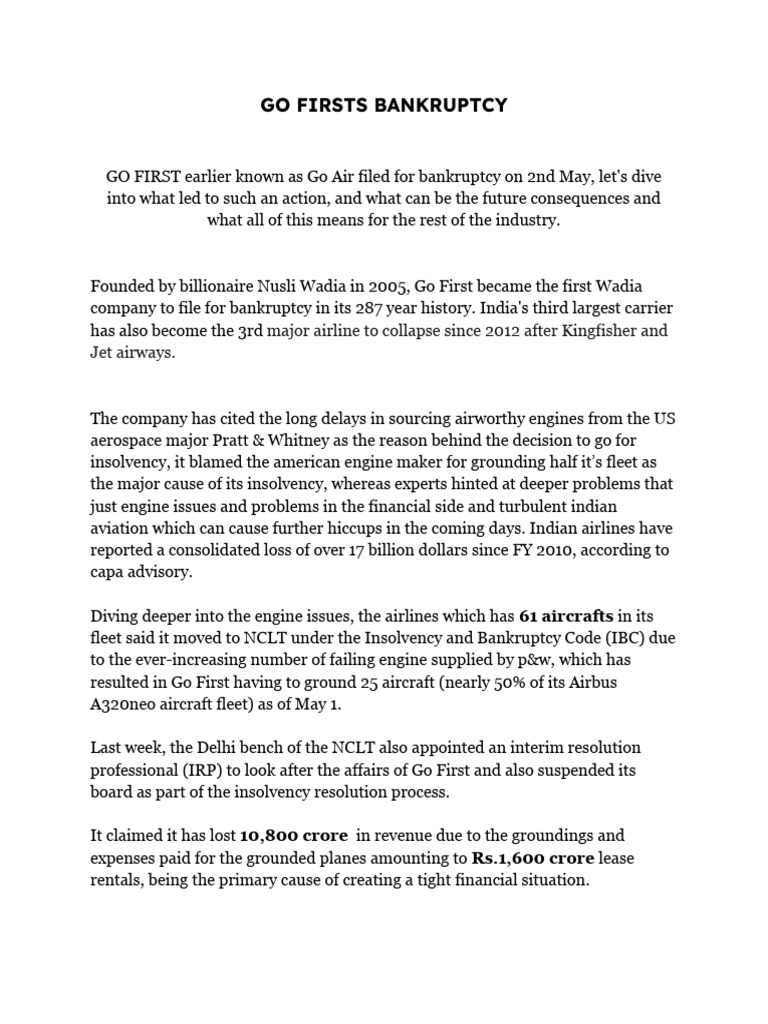 Go Firsts Bankruptcy | PDF