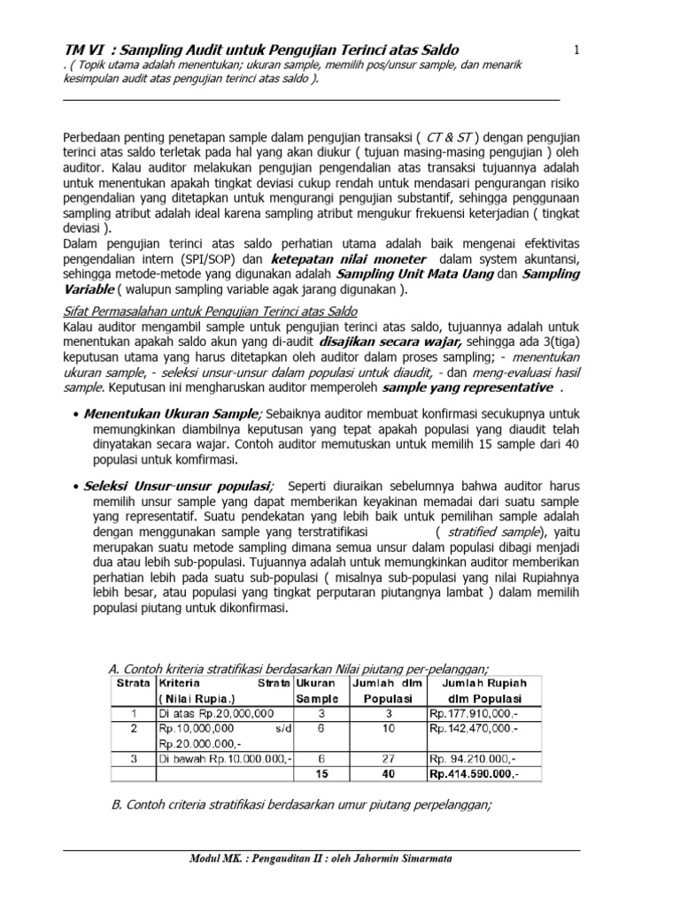 TM 6 Sampling Audit Pengujian Rinci Atas Saldo | PDF