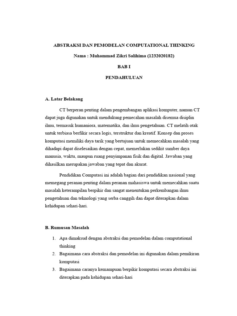 Computational Thinking Abstraksi Dan Pemodelan Pdf 