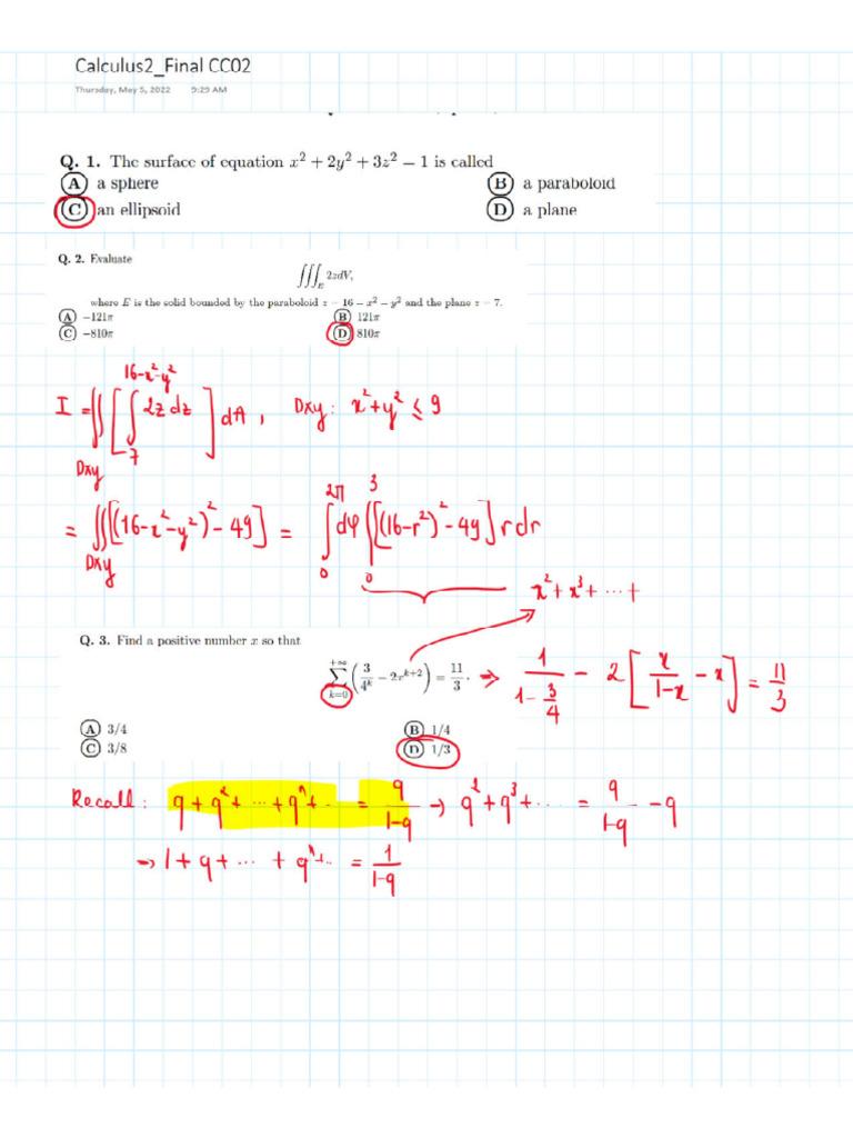 Calculus2 Final | PDF