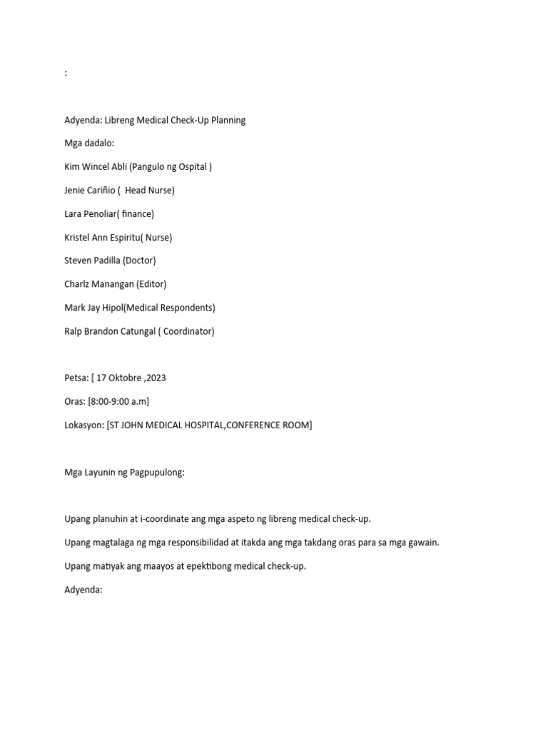 Agenda Filipino | PDF