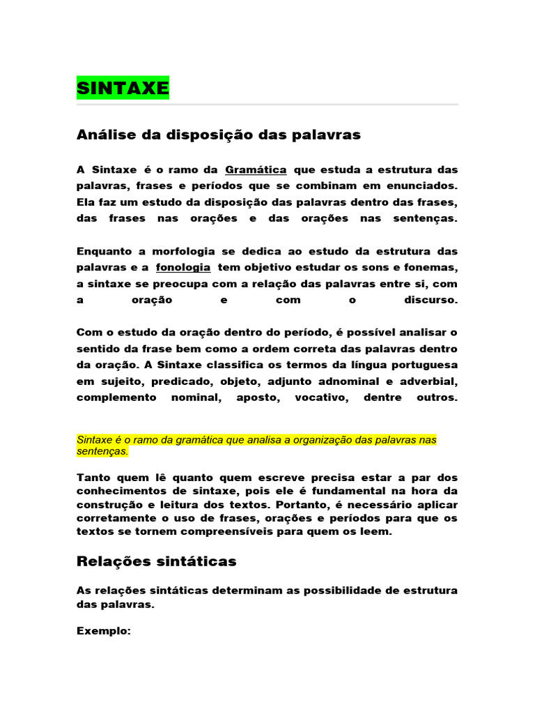 Portugues SINTAXE | PDF