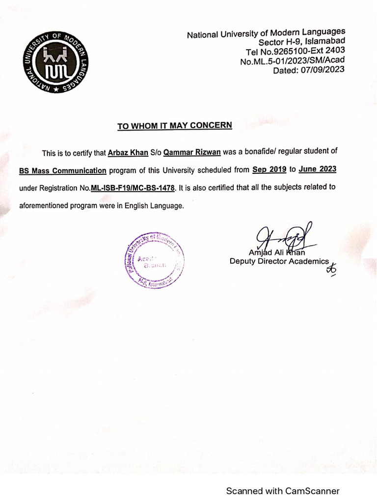 English Profieciency Letter | PDF