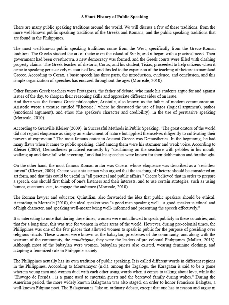 A Short History of Public Speaking | PDF | Public Speaking | Rhetoric