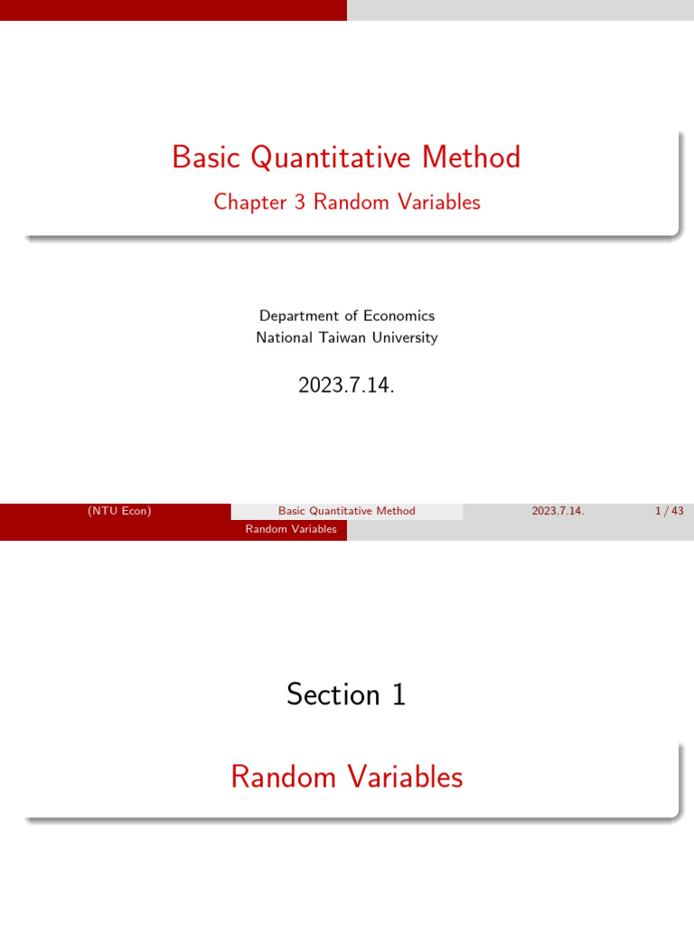 Chapter03 RandomVariable 2023su | PDF | Probability Distribution ... Chapter03 RandomVariable 2023su | PDF | Probability Distribution ...