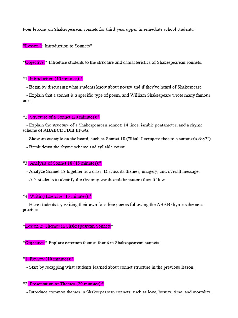 Shakesperare Sonnets | PDF