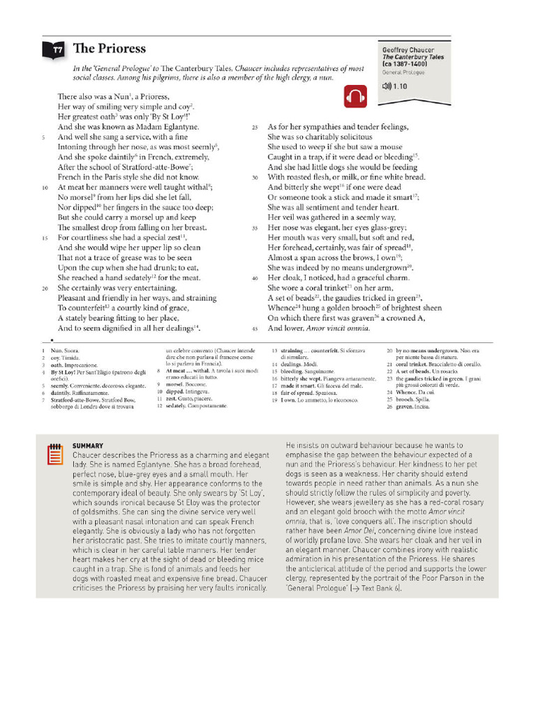 Chaucer The Prioress | PDF