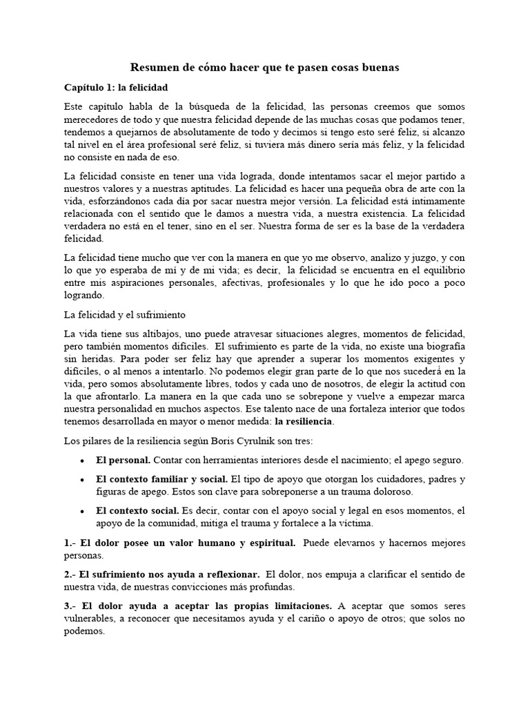 Resumen de Cómo Hacer Que Te Pasen Cosas Buenas | PDF