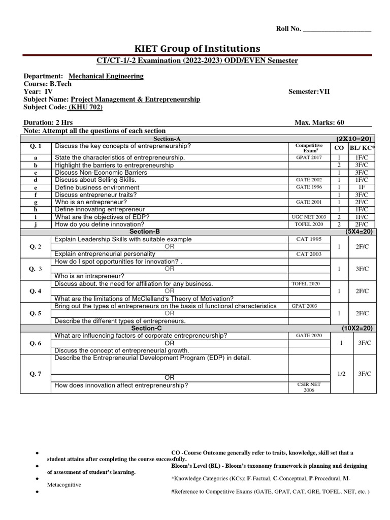 CT-Question Paper | PDF