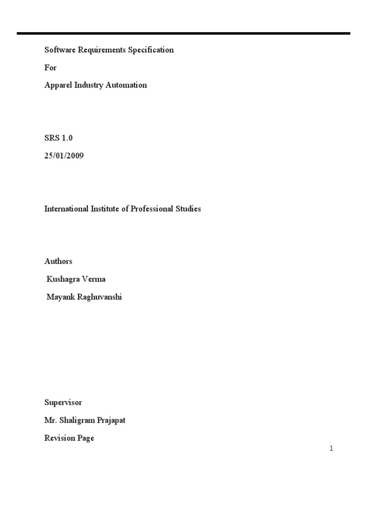 Software Requirements Specification For Apparel Industry Automation | PDF | Graphical User ...
