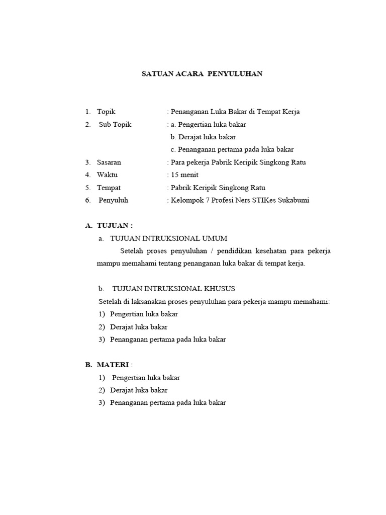 SAP - Penanganan Luka Bakar | PDF