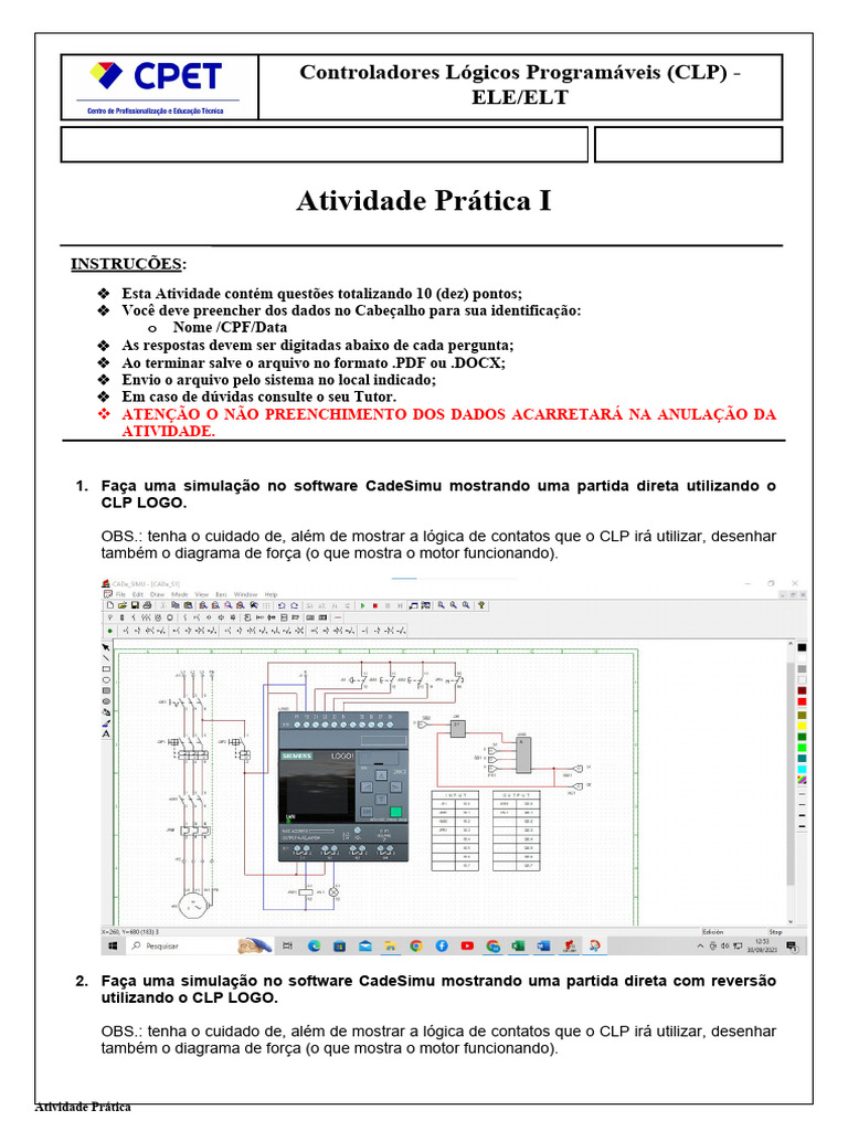 Atividade Prática CLP 2023 | PDF Atividade Prática CLP 2023 | PDF