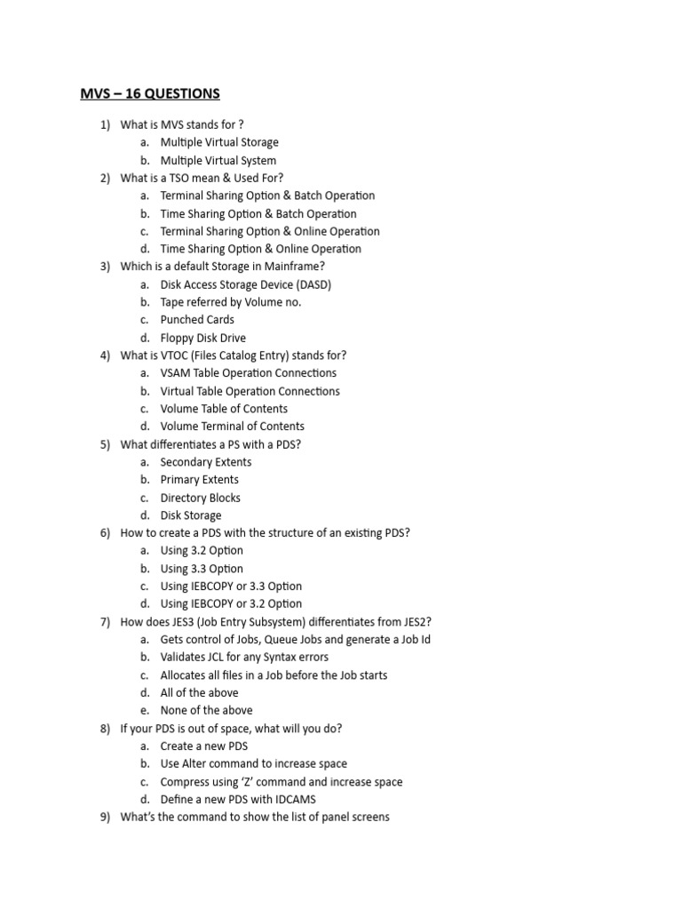 Mainframe MVS Questions | PDF