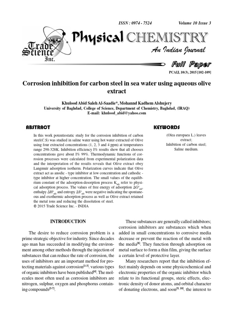 Perte Masse T° Corrosion-Inhibition-For-Carbon-Steel-In-Sea-Water-Using-Aqueous-Olive-Extract ...