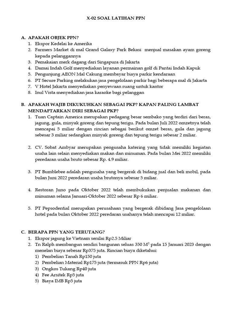 Latihan PPN: Objek, PKP, dan Faktur | PDF