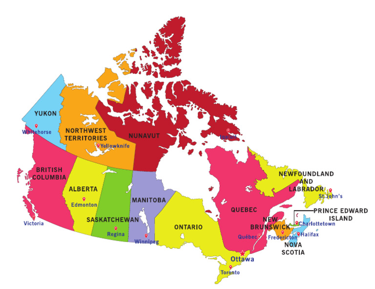 Mapa de Canada Con Nombres | PDF