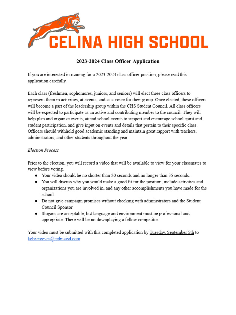 Kami Export - Copy of Class Officer Application 2023-2024 | PDF