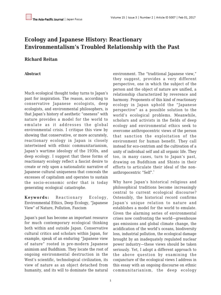Reactionary Ecology in Japan's Past | PDF | Ecology | Nature